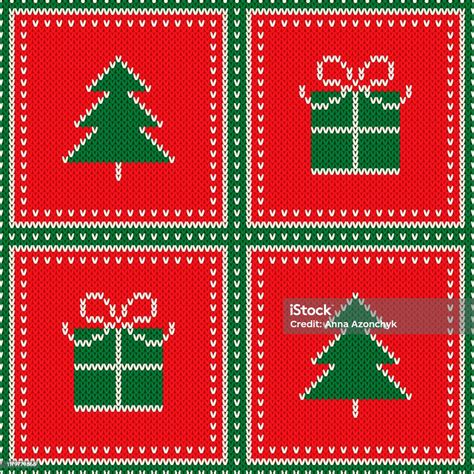추한 크리스마스 스웨터 파티 패턴 디자인입니다 크리스마스 트리와 선물 상자 장식겨울 휴가 원활한 양모 니트 텍스처 배경 0명에 대한 스톡 벡터 아트 및 기타 이미지 Istock