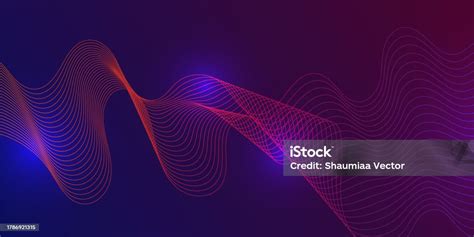 다이내믹한 파란색과 보라색 입자는 진한 파란색 추상적인 배경에 물결을 일으킨다 추상적인 사운드 시각화 발광 입자의 파동 흐름의 디지털 구조 파란색 배경에 대한 스톡 벡터