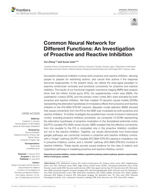Pdf Common Neural Network For Different Functions An Investigation Of Proactive And Reactive