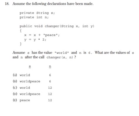 solved assume the following declarations have been made 18