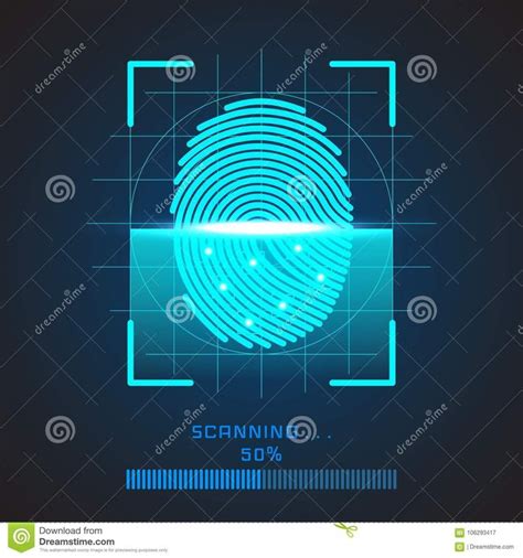 Illustration About Finger Print Scanning Identification System Biometric Authorization And