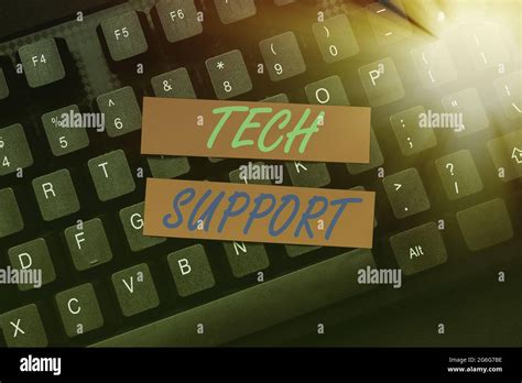 Text Caption Presenting Tech Support Word Written On Assisting Individuals Who Are Having