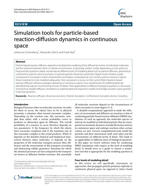 Pdf Simulation Tools For Particle Based Reaction Diffusion Dynamics
