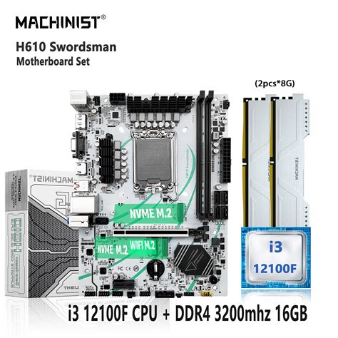 Machinist H610 마더보드 키트 Lga 1700 세트 인텔 코어 I3 12100f Cpu 2x8g 16gb Ddr4 Ram 메모리 Ssd Nvme M 2