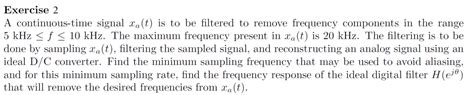 exercise 2 a continuous time signal xa t is to be