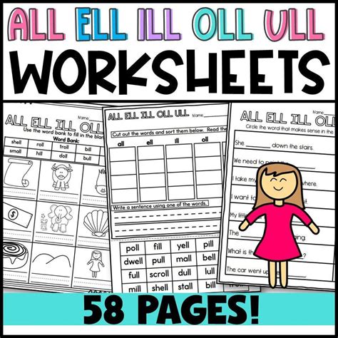 All Ell Ill Oll Ull Words Worksheets Cut And Paste Sorts Cloze Read And Draw Etc Word