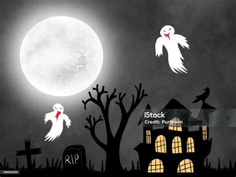 할로윈 달빛 배경 그림입니다 할로윈 실루엣 배경입니다 으스스한 할로윈 배경 그림 공포 할로윈 배경입니다 무서운 할로윈 배경 10월에 대한 스톡 벡터 아트 및 기타 이미지