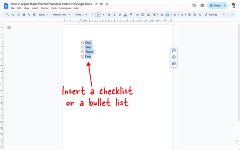 How To Adjust Bullet Points Checklists Indent In Google Docs