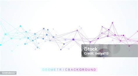 연결된 선과 점 웨이브 흐름과 숫자 추상적 인 배경 디지털 신경망 프레젠테이션을 위한 네트워크 및 연결 배경입니다 그래픽 다각형