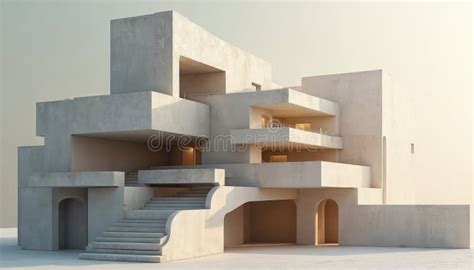 Abstract Architectural Design Of Concrete Building Structure Modern Geometric Shapes Form