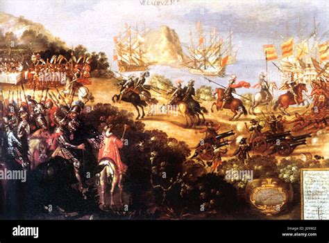 This Historical Artwork Depicts The Arrival Of Spanish Conquistador