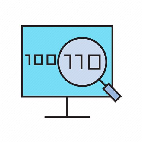 binary coding computer computer scan magnifier scan security icon