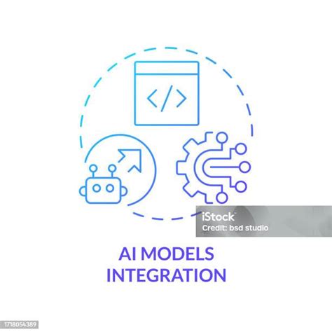Gradient Thin Line Icon Ai Models Integration Concept Stock