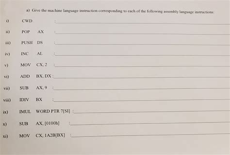 Solved A Give The Machine Language Instruction