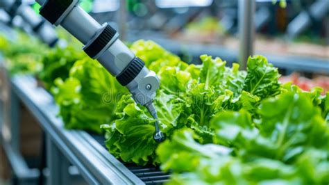 Microscope Examining Lettuce In Greenhouse Stock Illustration