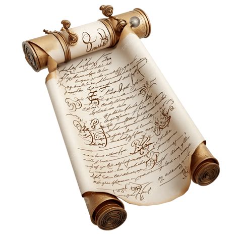 Aged Parchment Scroll With Detailed Handwritten Script And Decorative