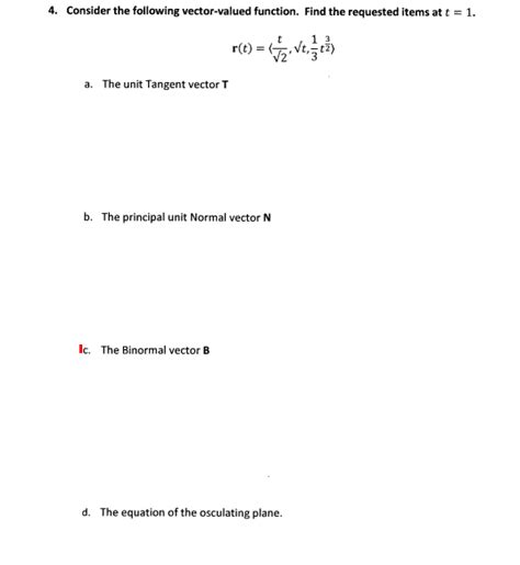 solved 4 consider the following vector valued function