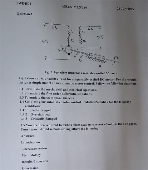 Solved Question 1 Fig 1 Equivalent Circuit For A Separat