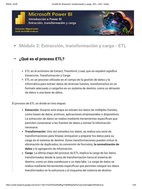 Clase 02 Extracción Transformación Y Carga Etl Lmv Colab Pdf Gestión De Datos