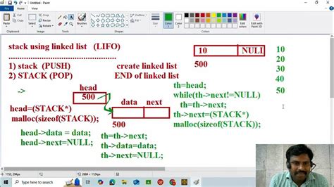 Stack Operations Push Pop Display By Using Linked List Youtube