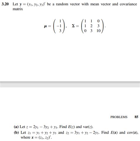Solved 320 Let Yy1y2y3′ Be A Random Vector With Mean