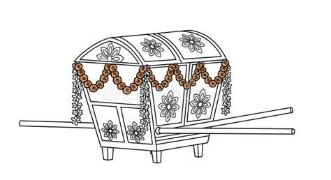 Traditional Indian Doli Line Art Illustration Drawing Of Vintage