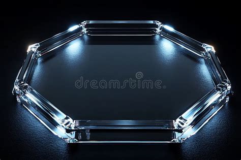 Crystal Octagon Glossy Edges And Dark Texture Surface Abstract Design Stock Illustration