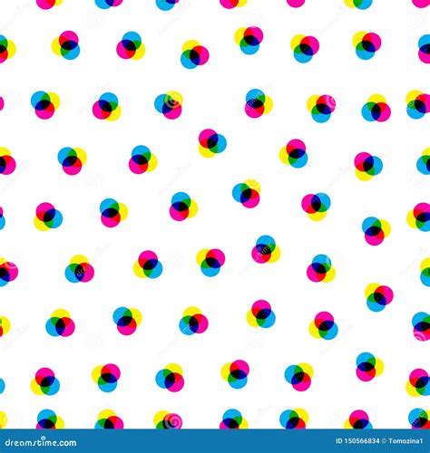 Cmyk And Rgb Seamless Pattern With Circles Stock Vector Illustration