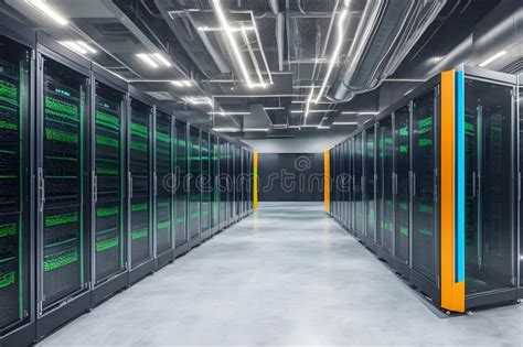 Dark Server Room Data Center Storage Generative Ai Stock Illustration