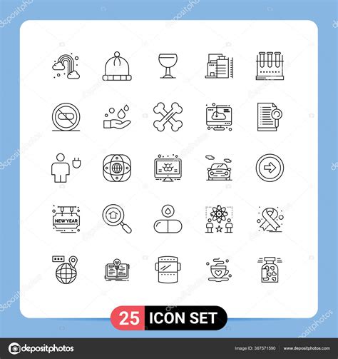 Thematic Vector Lines Editable Symbols Lab Glassware Erlenmeyer Flask Drink Stock Vector By