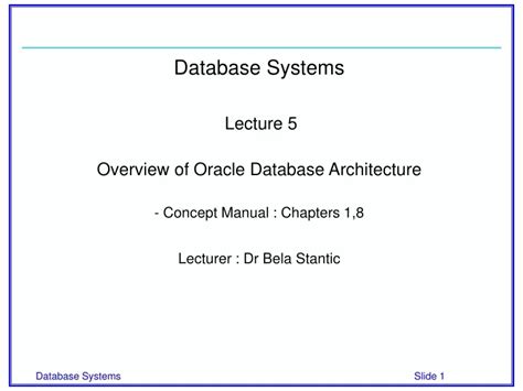 Ppt Database Systems Lecture 5 Overview Of Oracle Database Architecture Powerpoint