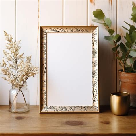 Premium Photo A Gold Plated Mockup Frame Photorealistic