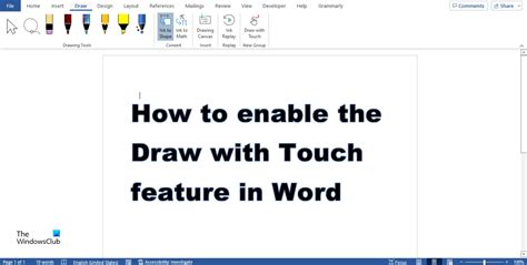 How To Enable The Draw With Touch Feature In Word What To Draw The Draw Print Layout Layout