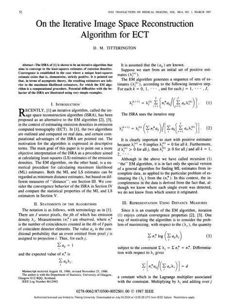 On The Iterative Image Space Reconstruction Algorthm For Ect Pdf