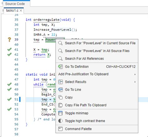 source code in polyspace platform user interface