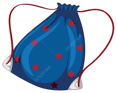 Blue Bag With Red Stars On Graphic Clothing Isolated Vector Graphic Clothing Isolated