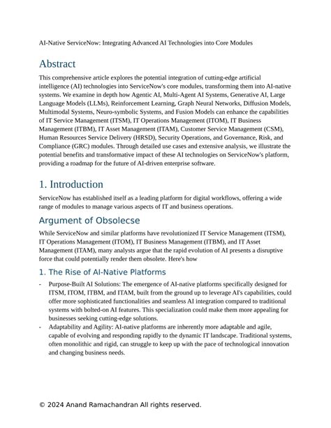 Pdf Ai Native Servicenow Integrating Advanced Ai Technologies Into