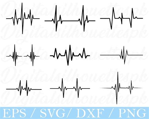Heart Rate Line Svg Heart Beat Silhouette Dxf Png Etsy