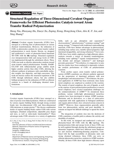 Structural Regulation Of Three‐dimensional Covalent Organic Frameworks For Efficient Photoredox