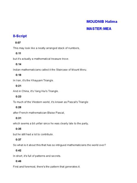 Pascals Triangle A Mathematical Treasure Trove Pdf Arithmetic