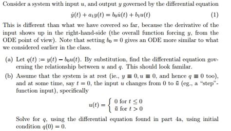 Consider A System With Input U And Output Y Governed