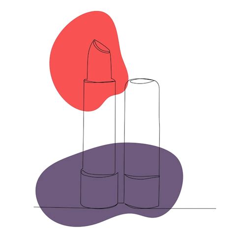 하나의 연속 라인 격리 벡터에서 립스틱 그리기 프리미엄 벡터