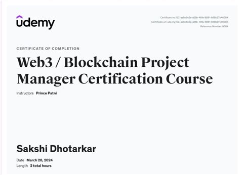 Blockchain Web3 Projectmanagement Certification Udemy Sakshi