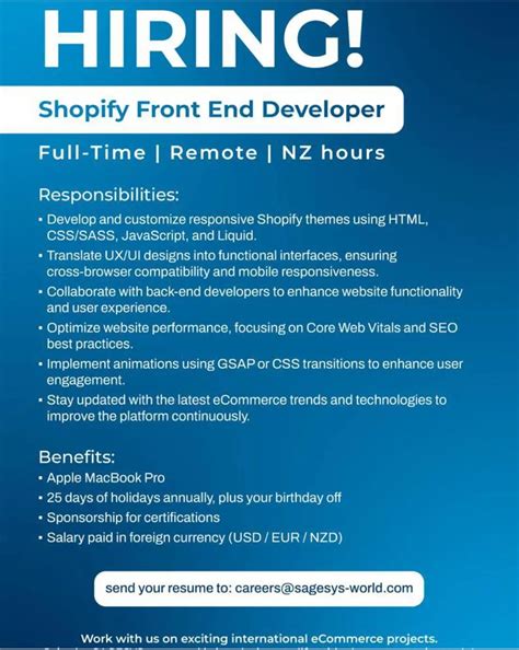 Shopify Front End Developer Jobseeker Lk