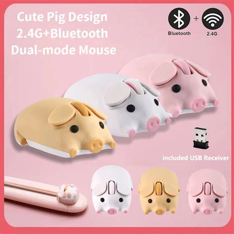 Bluetooth Wireless Mouse 2 4g Ergonomic Mini 3d Optical Mouse Cute Cartoon Creative Mute Mause