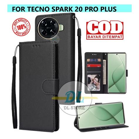 Jual Flip Case Tecno Spark 20 Pro Plus Kualitas Premium Leather Case Flip Wallet Dompet Hp