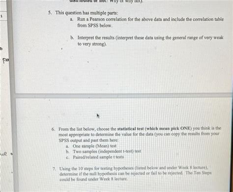 Solved PART The Data Below Examine The Relationship Chegg