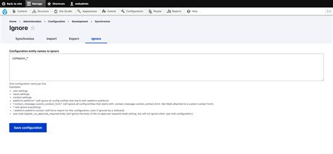 Setup Config Ignore And Config Split Acquia Cohesion Docs