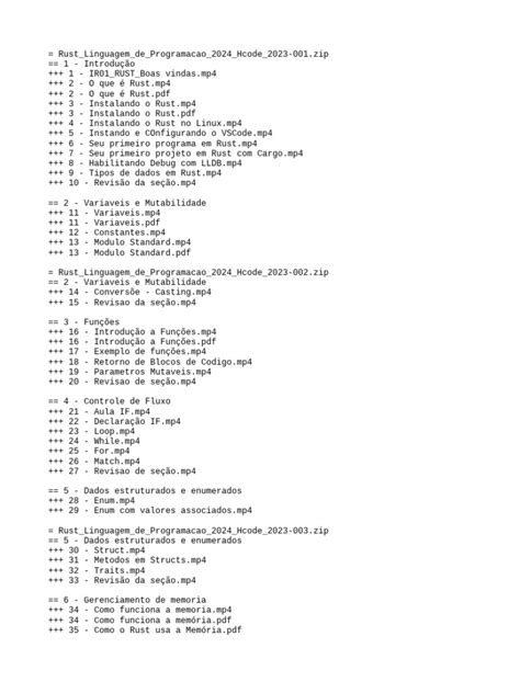 Rust Linguagem De Programacao 2024 Hcode 2023 Pdf Engenharia De