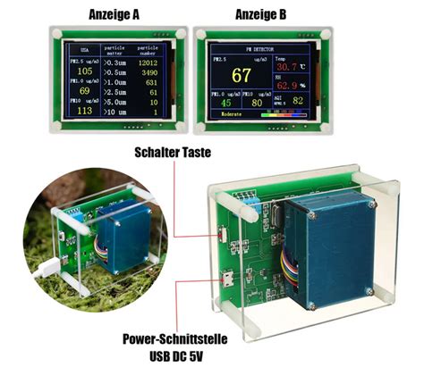 pm1 0 pm2 5 pm10 detector module air quality dust sensor tester with 2